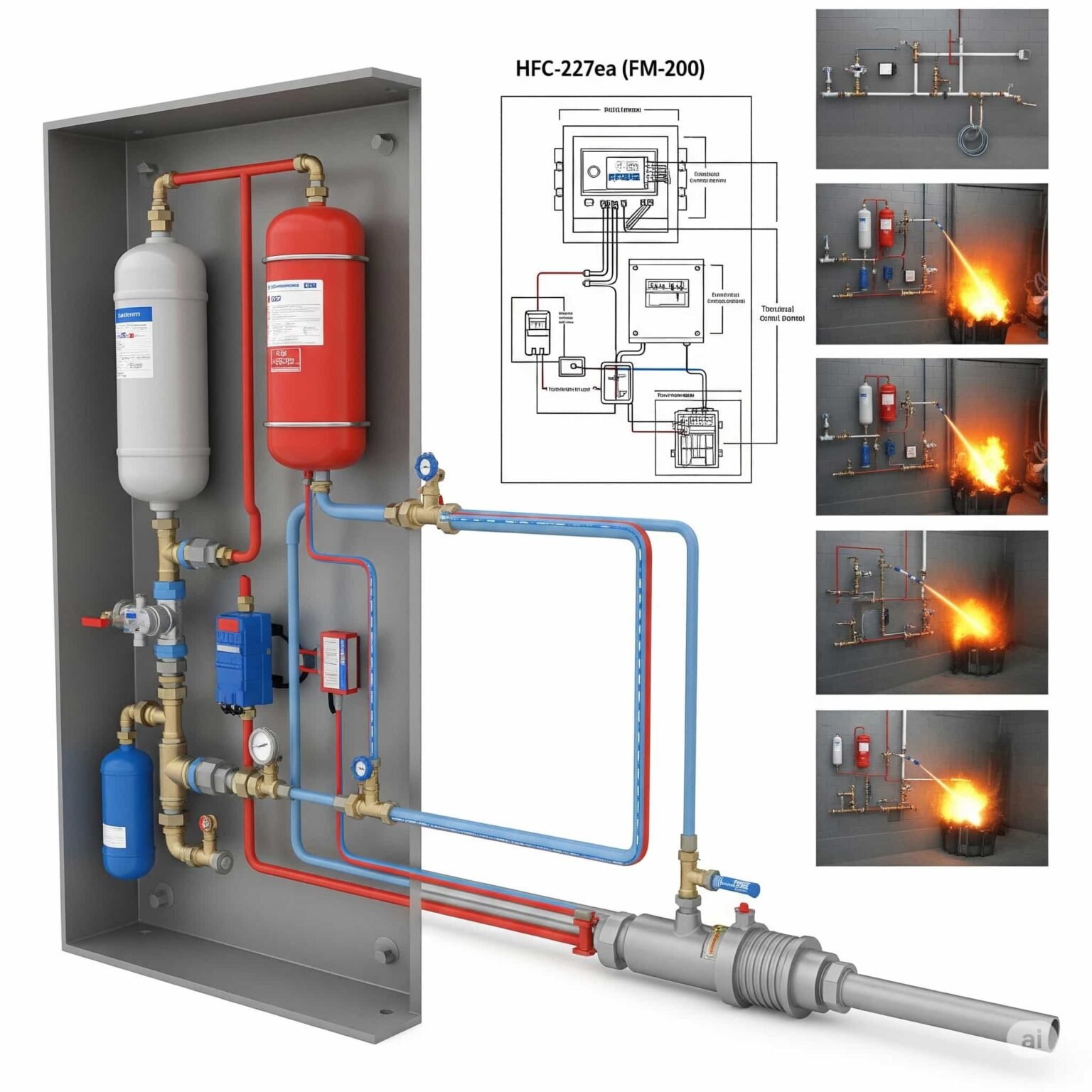 HFC-227ea (FM-200) Fire Suppression System Modular and Centralized ...
