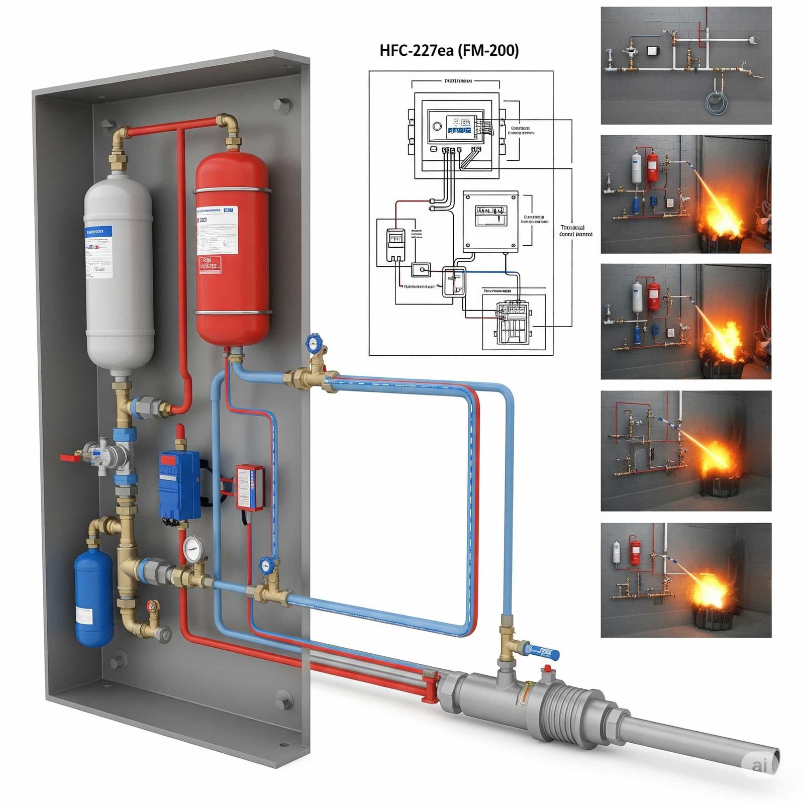 HFC-227ea (FM-200) Fire Suppression System Modular and Centralized ...